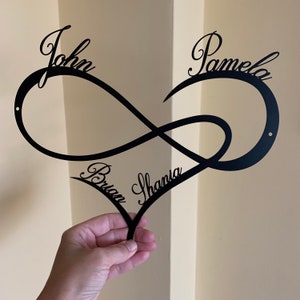 Custom Infinity Heart Sign With Personalized Names - Metal Love Plaque ...