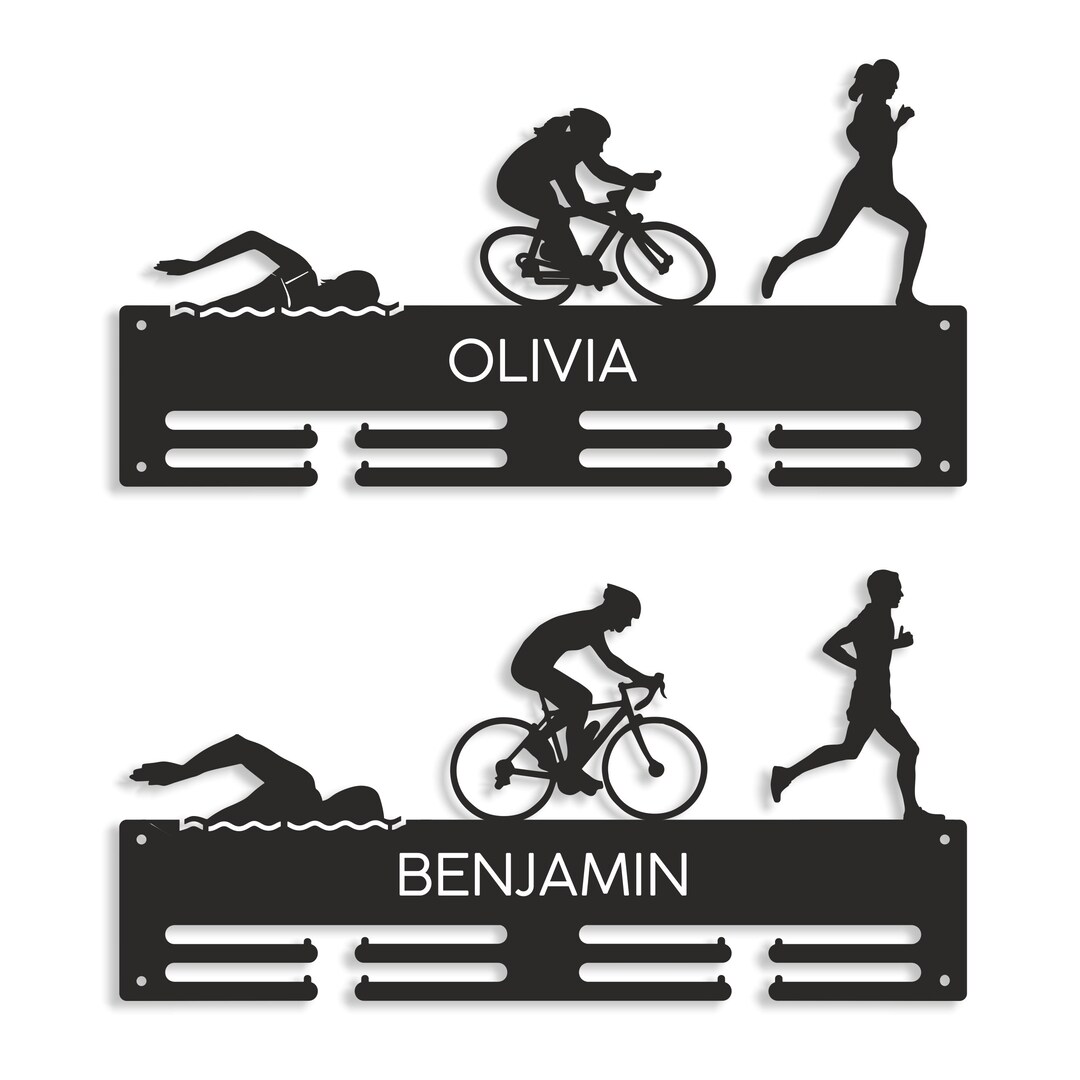 Personalized Triathlon Medal Holder Custom Name Metal Hanger Sports ...