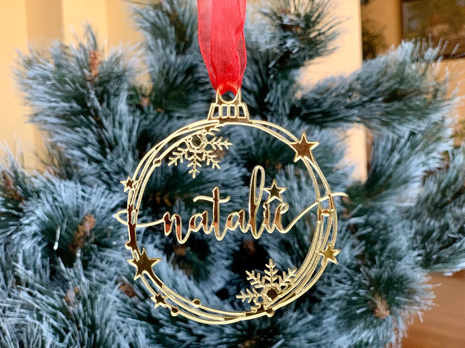 Personalized Christmas Tree Ornament Custom Name Modern - Etsy