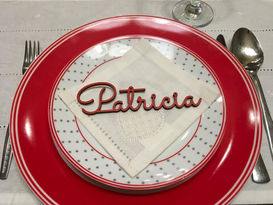 Red Place Cards Valentines Decor Dining Table Decorations Personalized ...