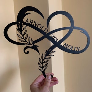 Personalized Infinity Sign Heart With Laurel Laser Cut Leaves Custom ...
