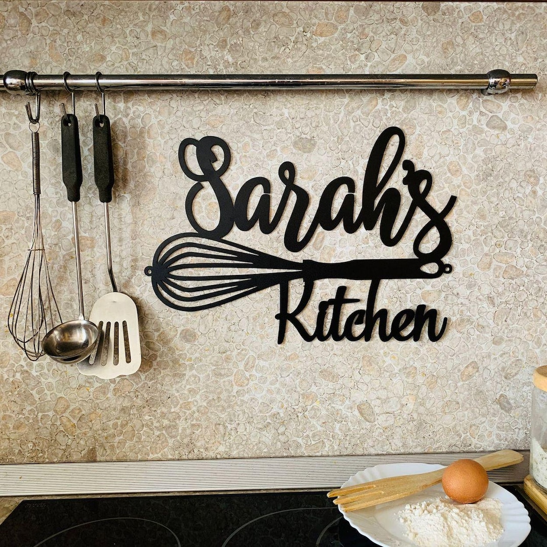 Custom Metal Kitchen Sign - Personalized Name Wall Art - Kitchen Decor ...