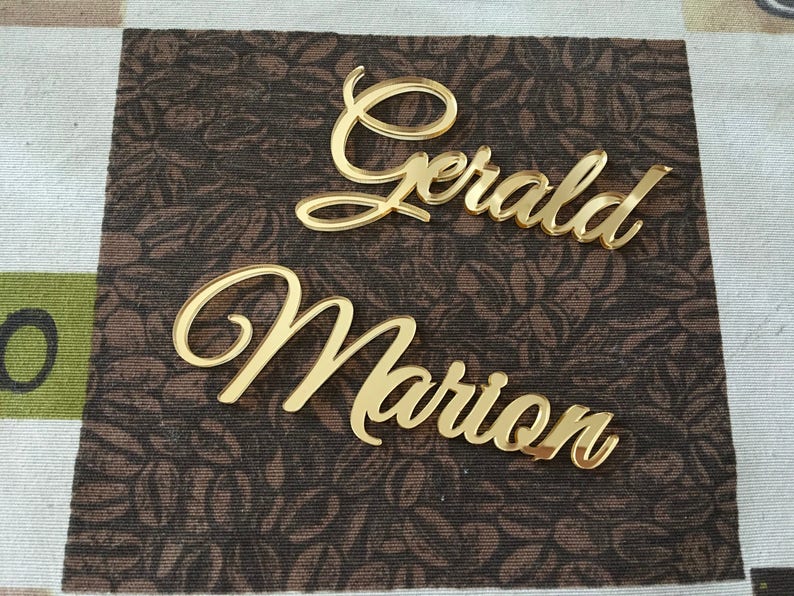 Laser Cut Names Wedding Place Cards Gold Mirror Table Names Etsy Laser Cut Names Wedding Place Cards Gold Mirror Table Names Etsy