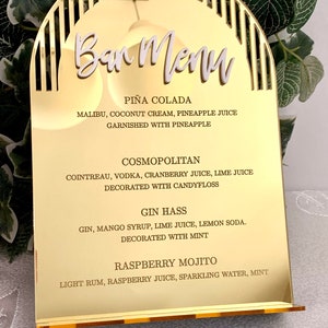 Personalized Arch Bar Menu Sign - Custom Acrylic Wedding Tabletop ...
