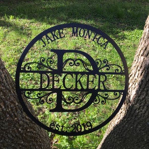 Personalized Last Name Metal Outdoor Sign Monogram Garden Door Hanger ...