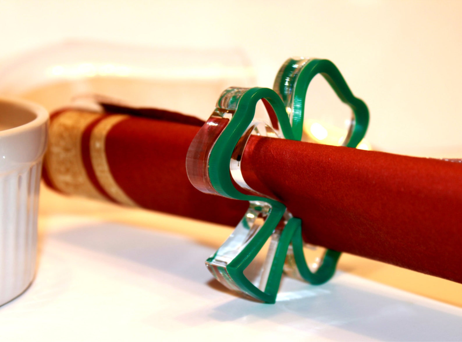 Green Napkin Ring Holders Shamrocks Ornament Irish Wedding - Etsy