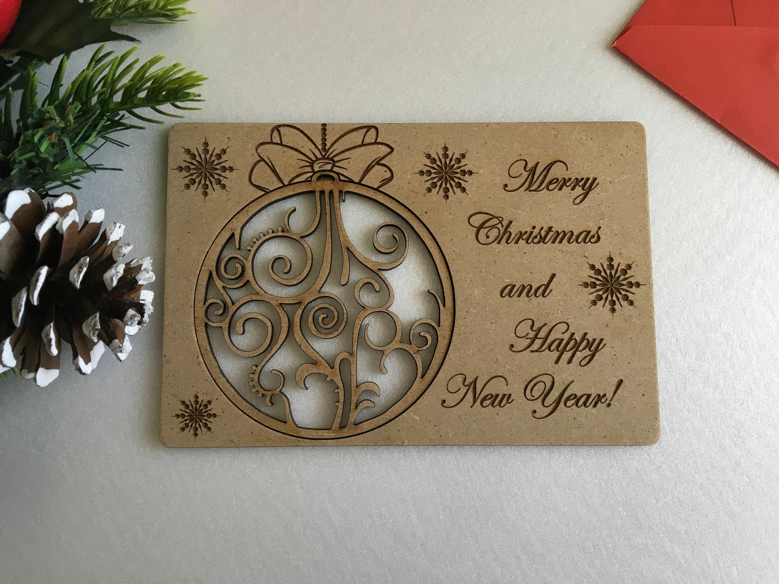 Christmas Greeting Cards Personalized Wooden Gifts Engraved - Etsy