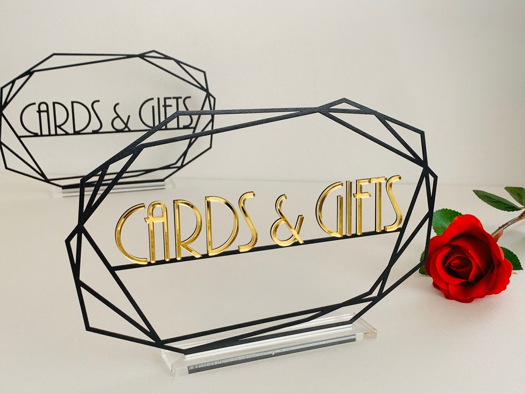 Cards & Gifts Metal Table Signs - Custom Wedding Freestanding Modern ...