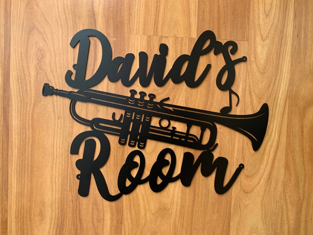 Personalized Trumpet Name Sign - Metal Wall Art - Custom Music Room ...