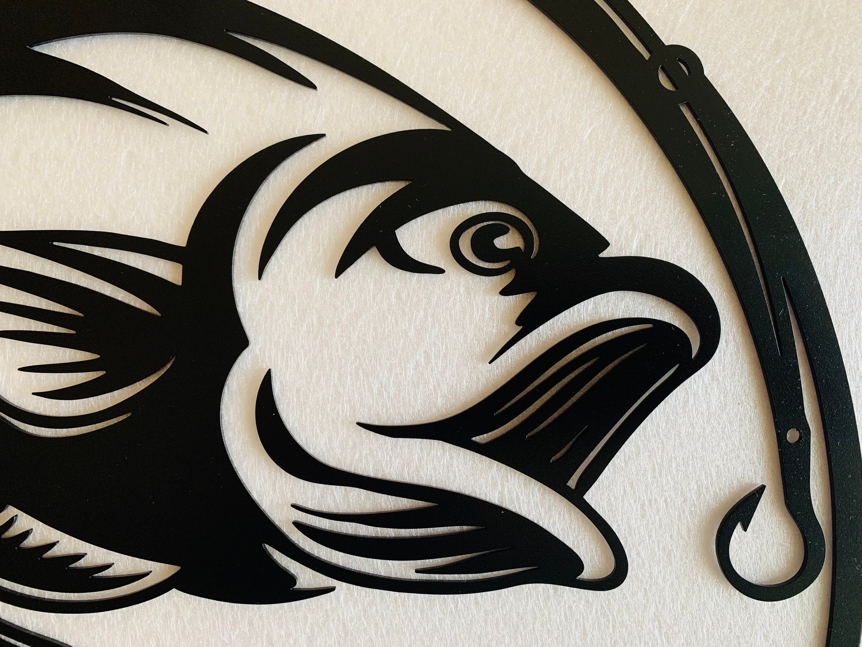 Personalized Fish Metal Name Sign & Fishing Rod, Metal Wall Art Man ...