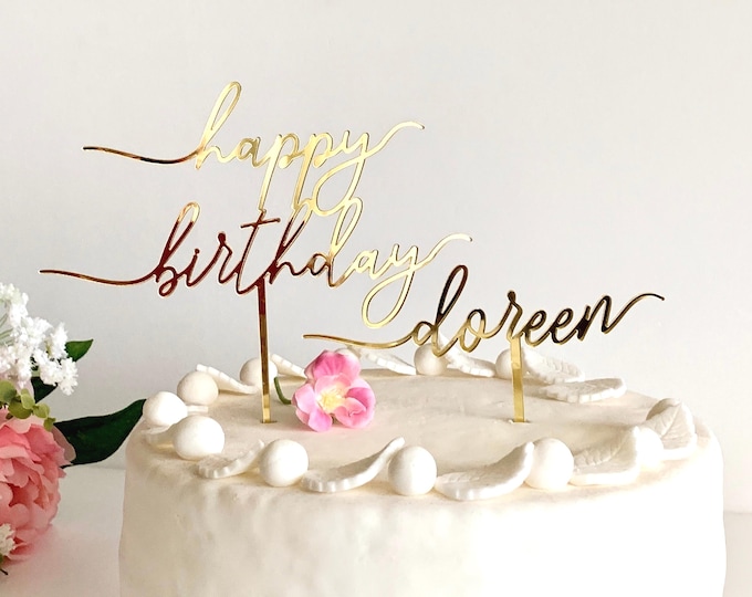 Custom Cake Topper, Custom Happy Birthday Cake Topper, Cardstock Cake ...
