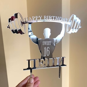 Personalized Bodybuilder Name & Age Cake Topper Strong Man Custom ...