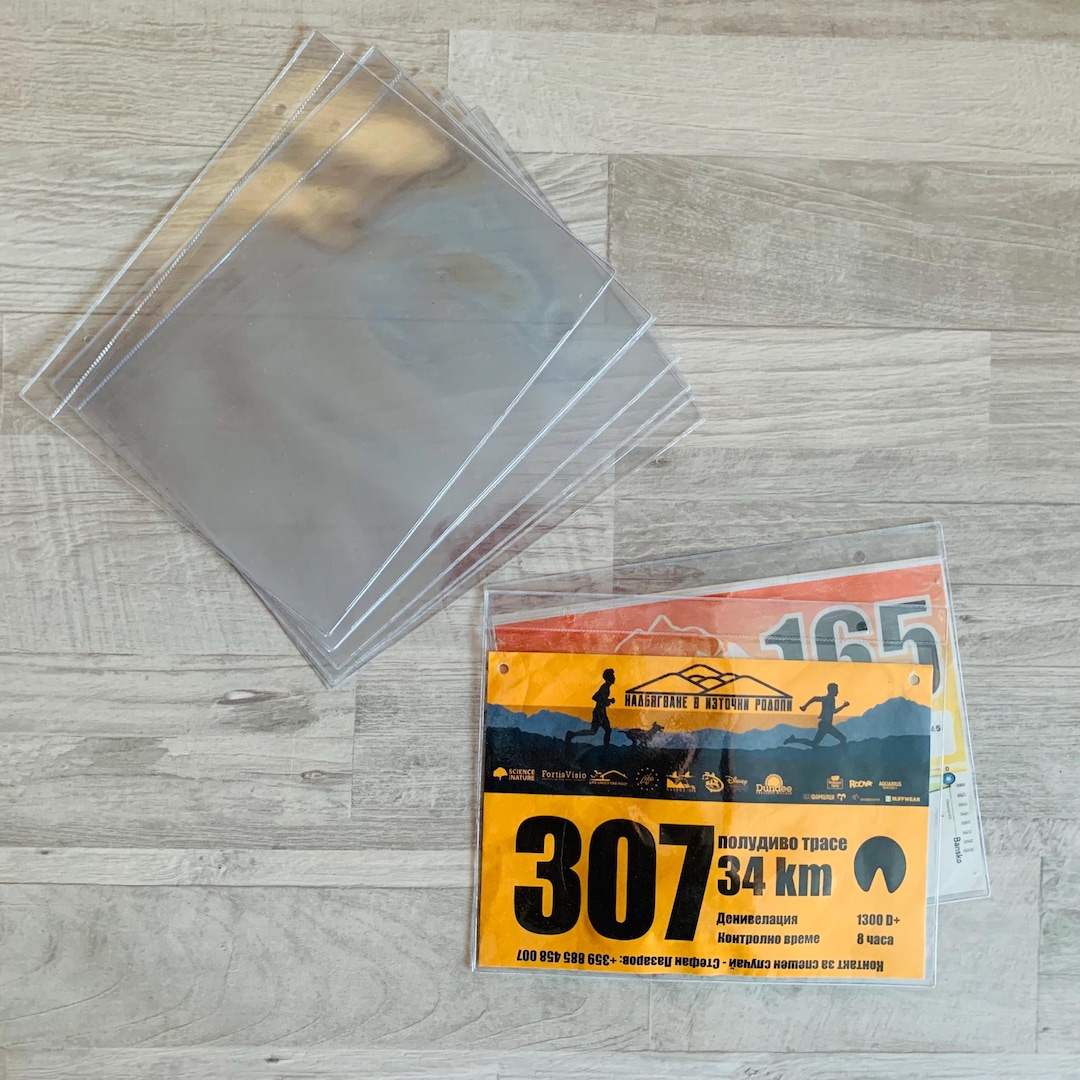 Clear Vinyl Race Bib Sleeves - Sports Number Protectors - Display ...