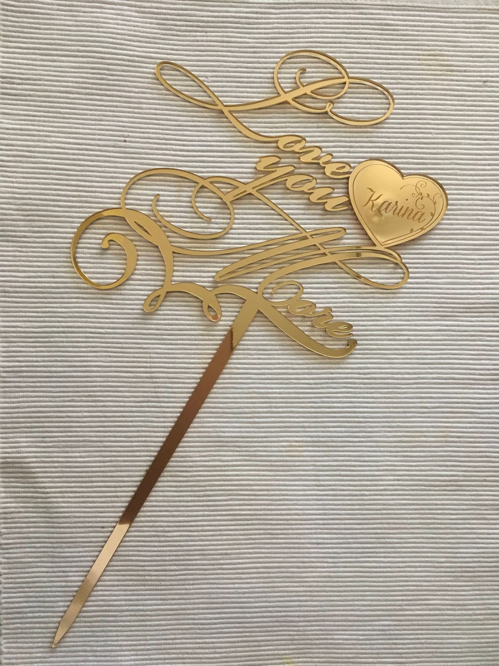 Personalized Name Cake Topper Engraved Custom Name Love You - Etsy