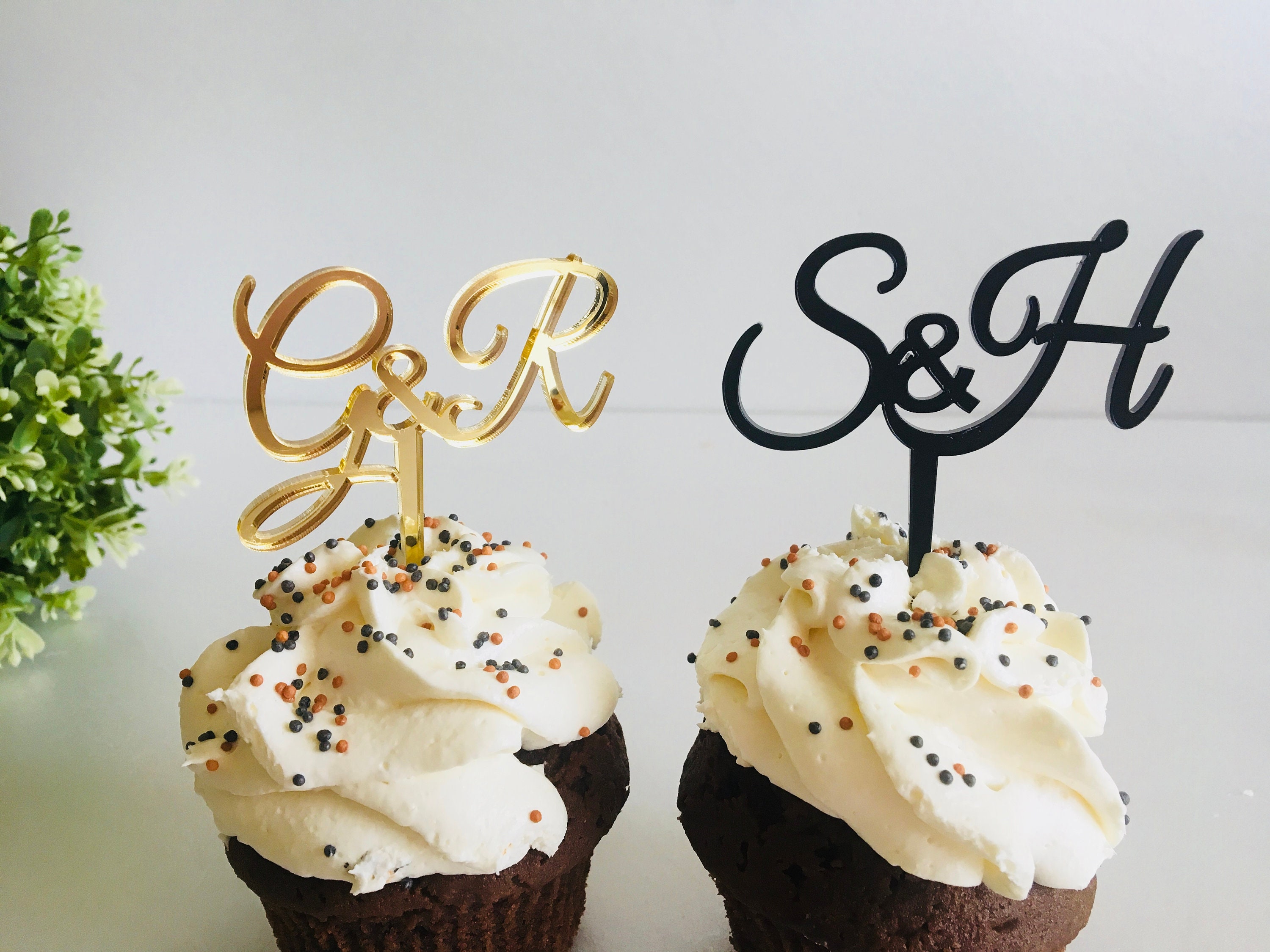 Personalized Initial Cupcake Topper Custom Wedding Acrylic | Etsy