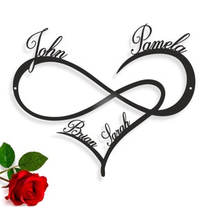Personalized Infinity Heart Sign With Personalized Names - Metal Love ...