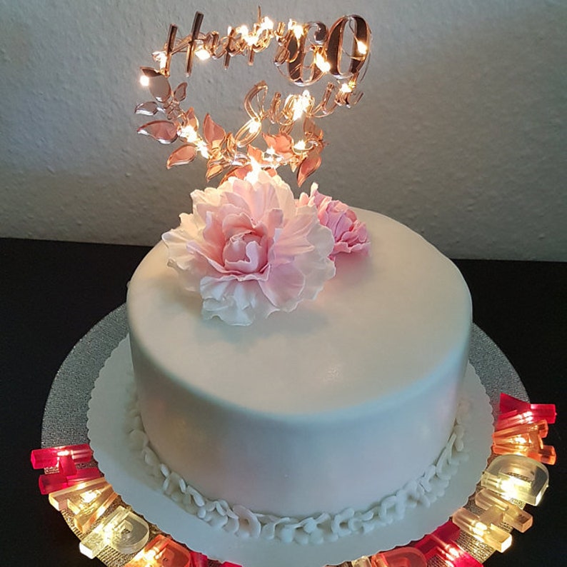Personalized Name Age Cake Topper Laurel Wreath Happy Birthday Etsy