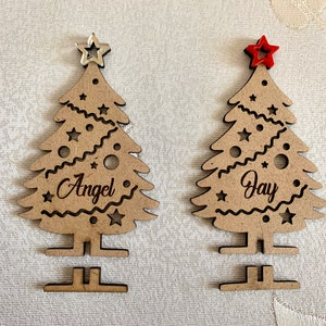 Personalized Christmas Place Cards - Custom 3D Wooden Tree Name Place ...