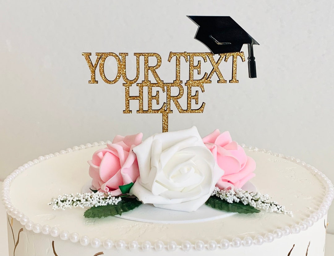 Custom Cake Topper Gold Glitter Your Text Here Create Your Own ...