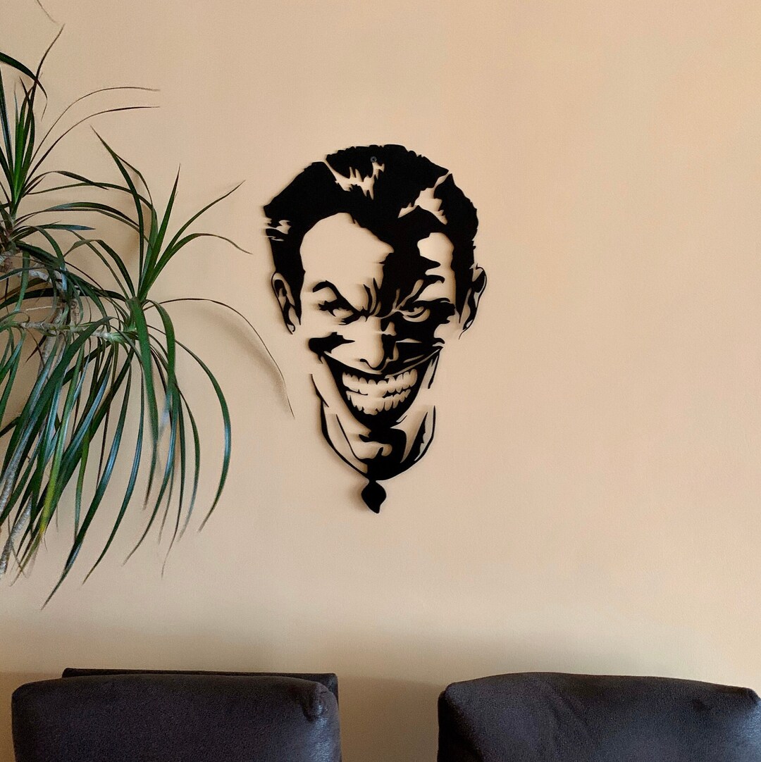 Metal Wall Art Laughing Joker Face Wall Hanging Sign Comic Housewarming ...
