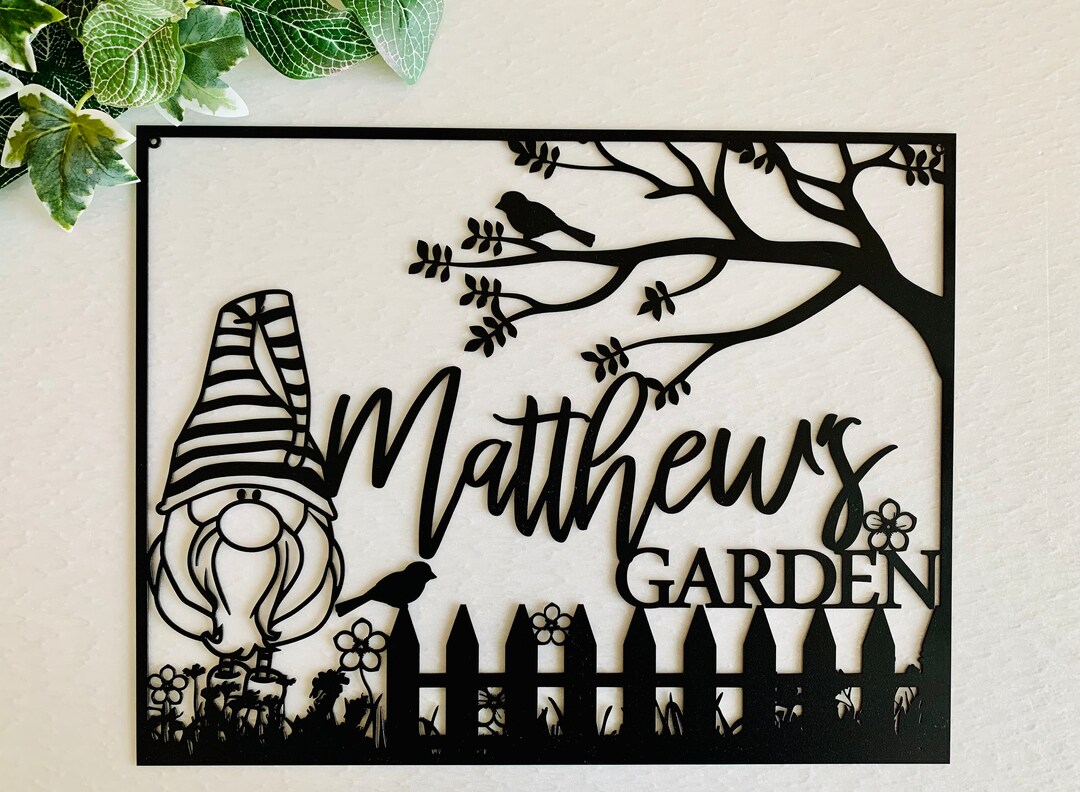 Personalized Garden Name Sign Custom Gnome Metal Name Sign Gift for ...