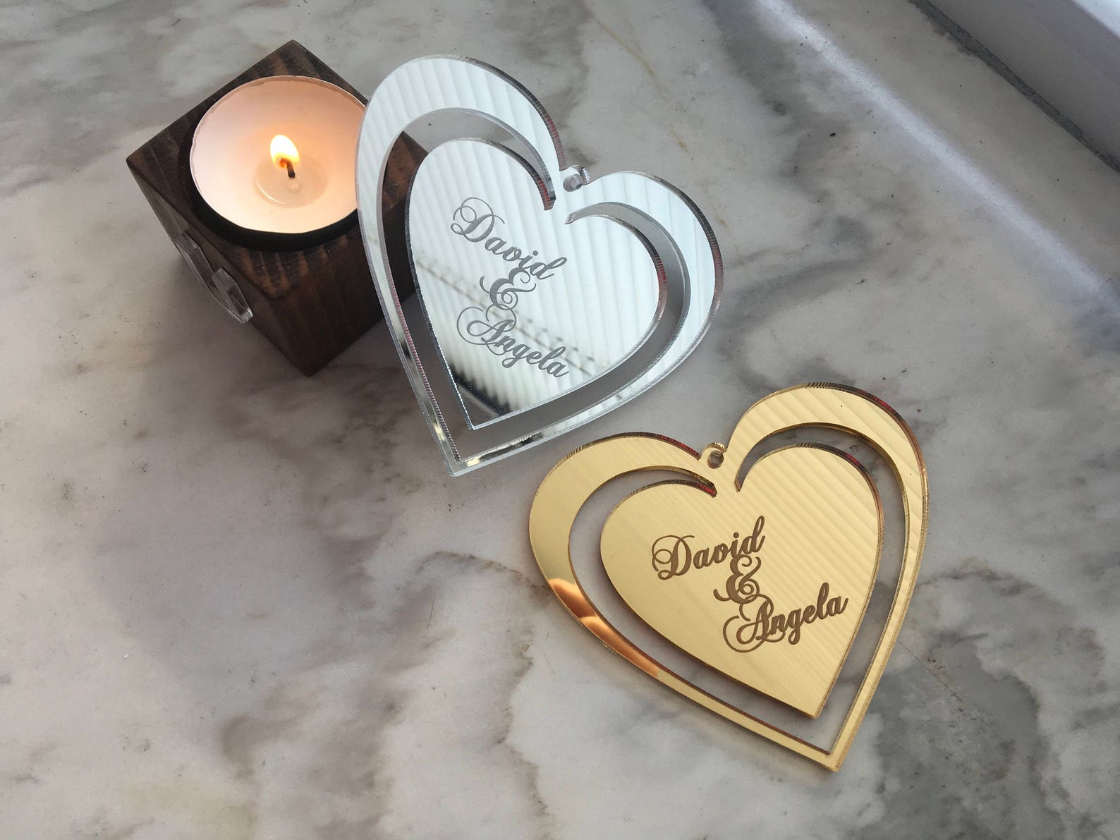 Personalized Engraved Heart Shapes Sweet Gift for Couple | Etsy