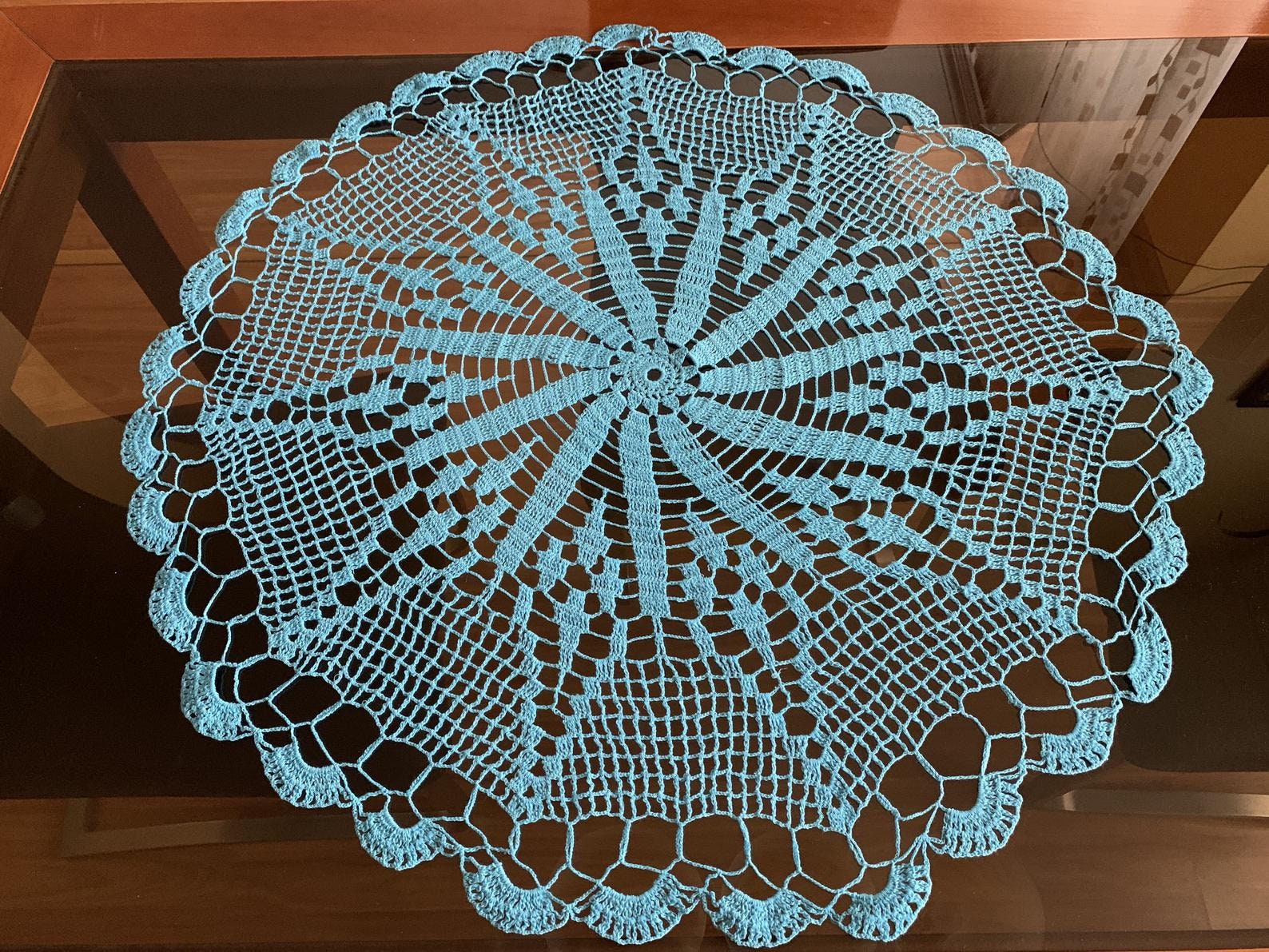 Linens Kitchen & Dining Large Blue Crochet Doily,Blue Wedding Lace ...