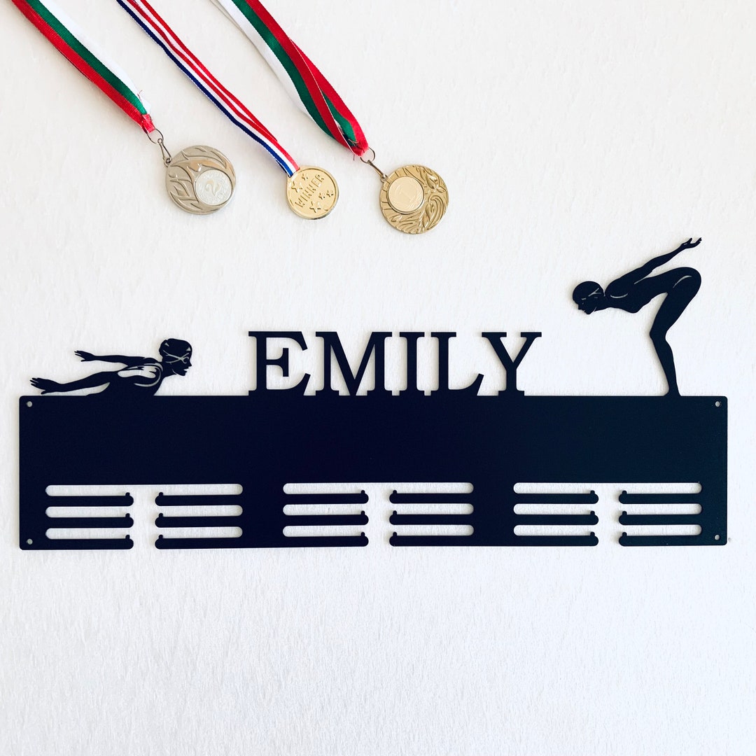 Personalized Swimming Medal Holder Swim Medal Hanger Custom Name Sports ...
