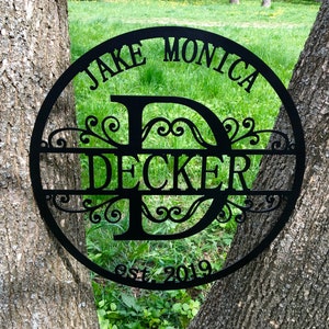 Personalized Last Name Metal Outdoor Sign Monogram Garden Door Hanger ...