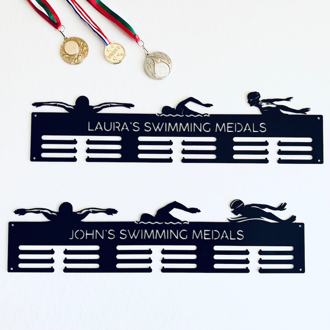 Personalized Swimming Medal Holder - Custom Swim Medal Hanger - Your ...