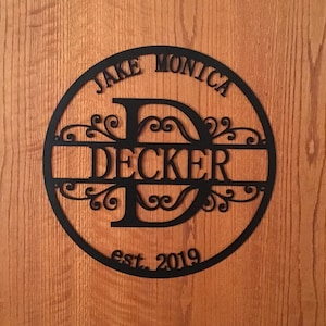 Personalized Last Name Metal Outdoor Sign Monogram Garden Door Hanger ...