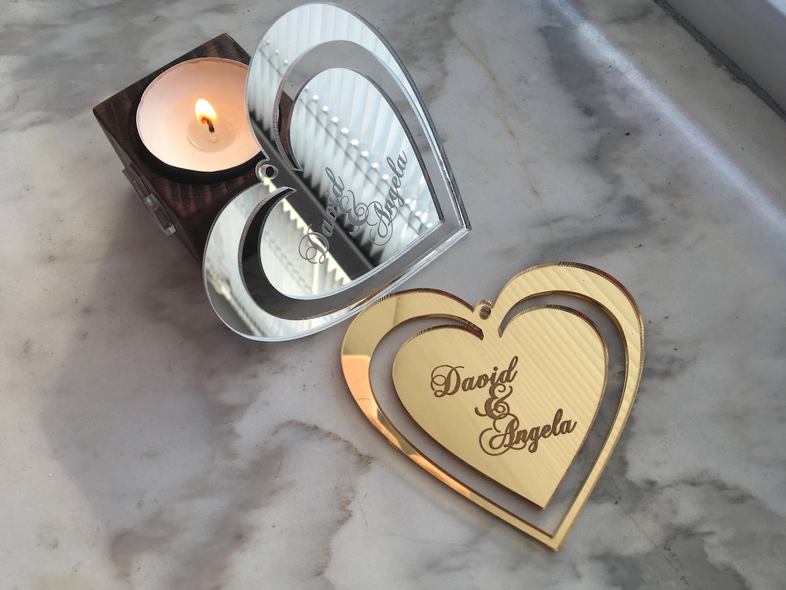 Personalized Engraved Heart Shapes Sweet Gift for Couple | Etsy