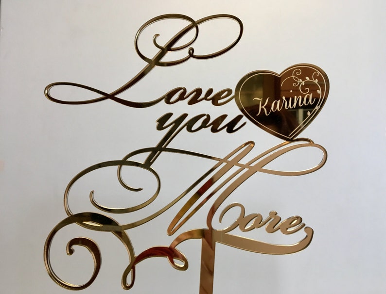 Personalized Name Cake Topper Engraved Custom Name Love You - Etsy