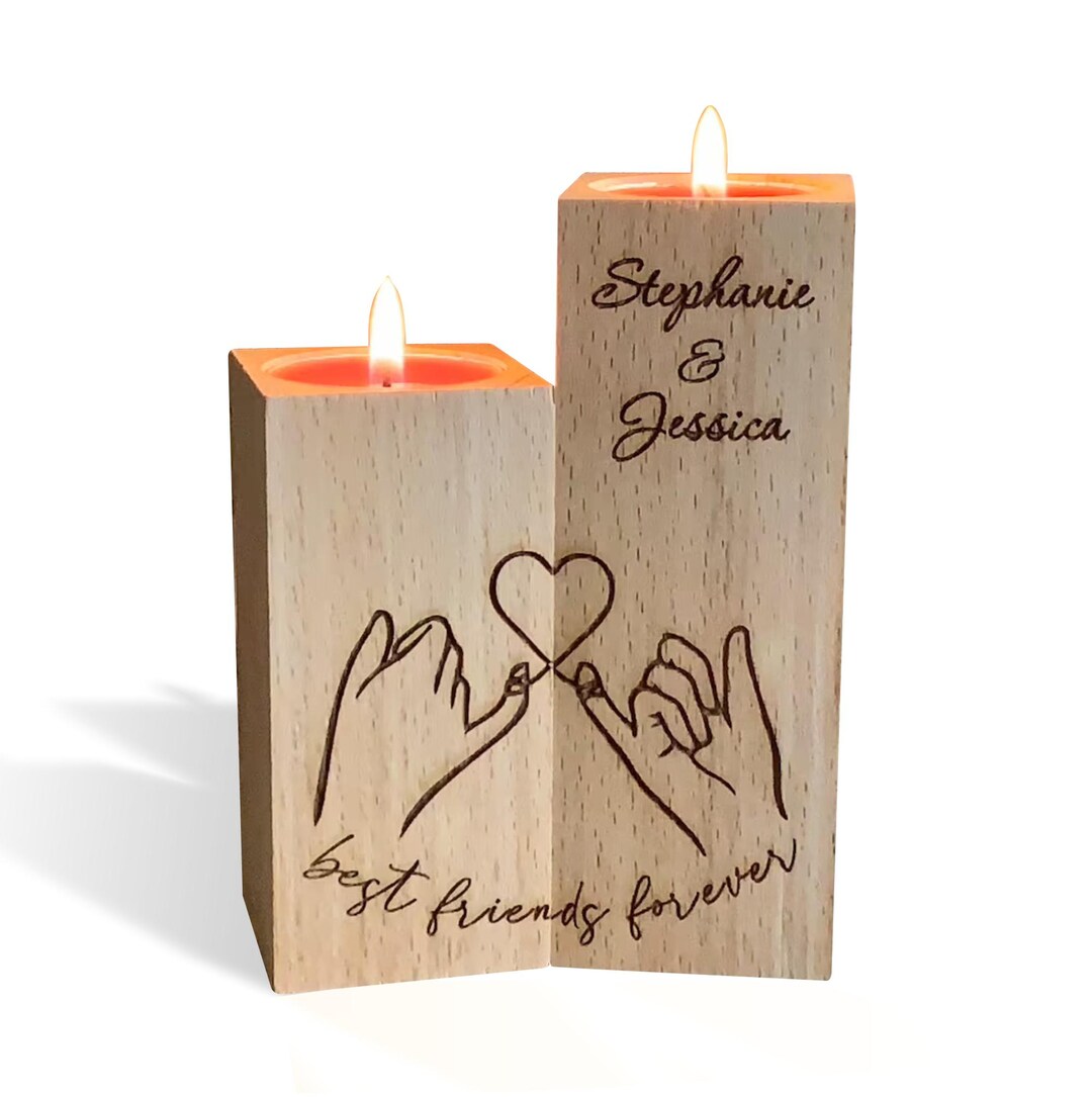 Personalized Candle Holder - Custom Engraved Names - Friendship ...