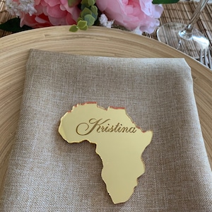 Personalized Country Shape Place Cards - Custom Africa Name Tags ...