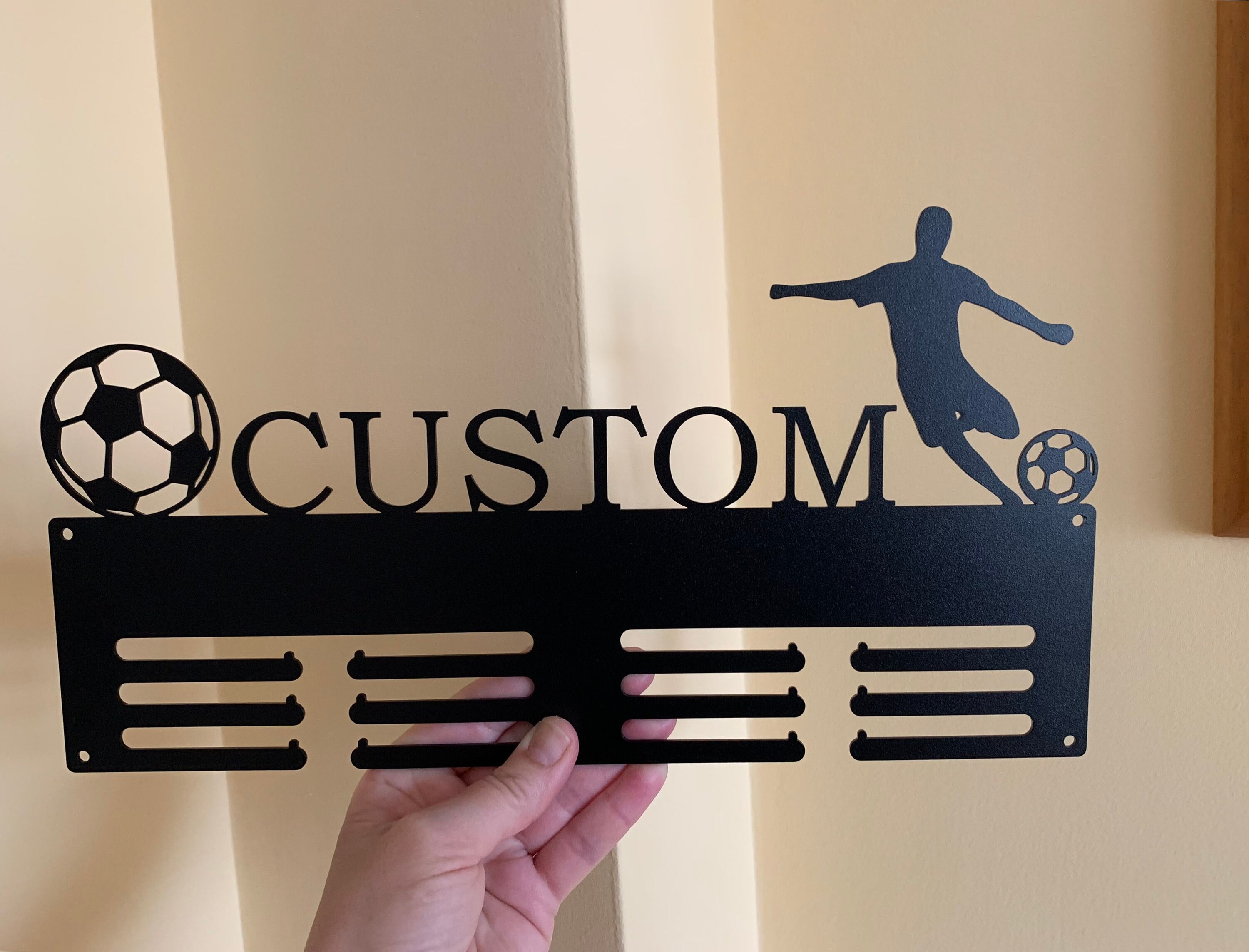 Personalized Soccer Medal Holder - Metal Hanger Football Trophy Display ...