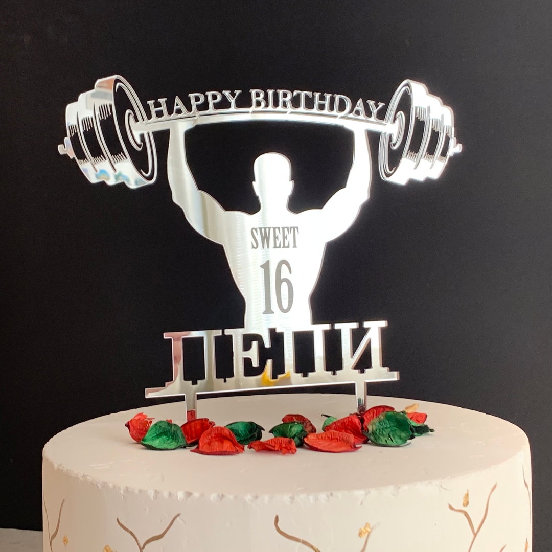 Personalized Bodybuilder Name & Age Cake Topper Strong Man Custom ...