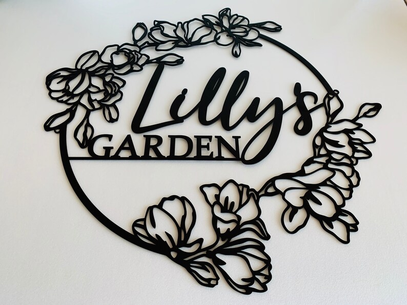 Personalized Flower Garden Name Sign Custom Metal Wall Art - Etsy
