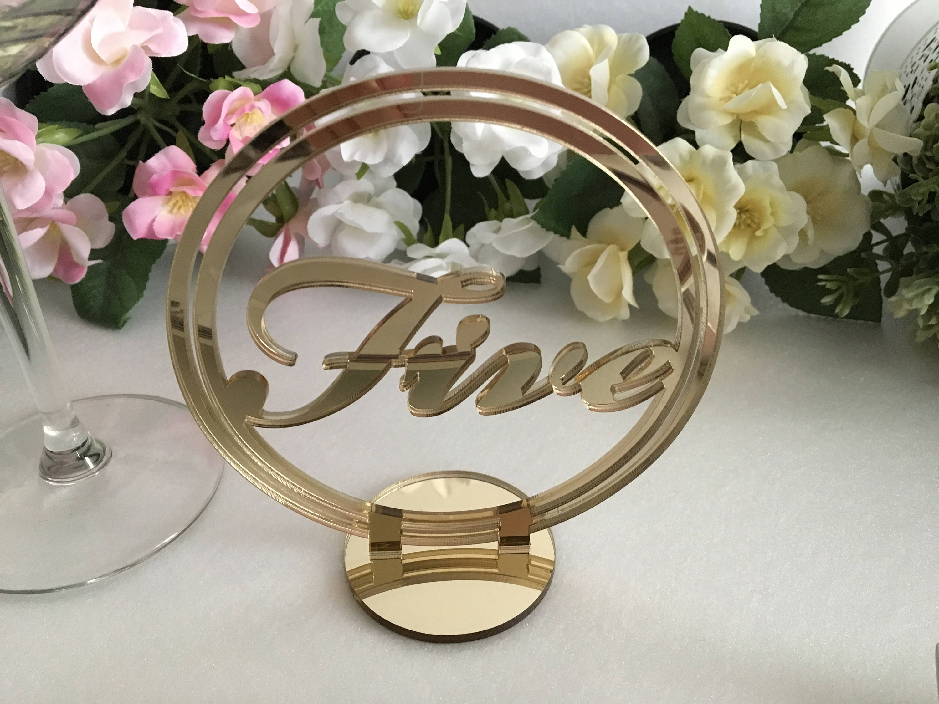 Round wedding table numbers Freestanding script number stands Wedding ...