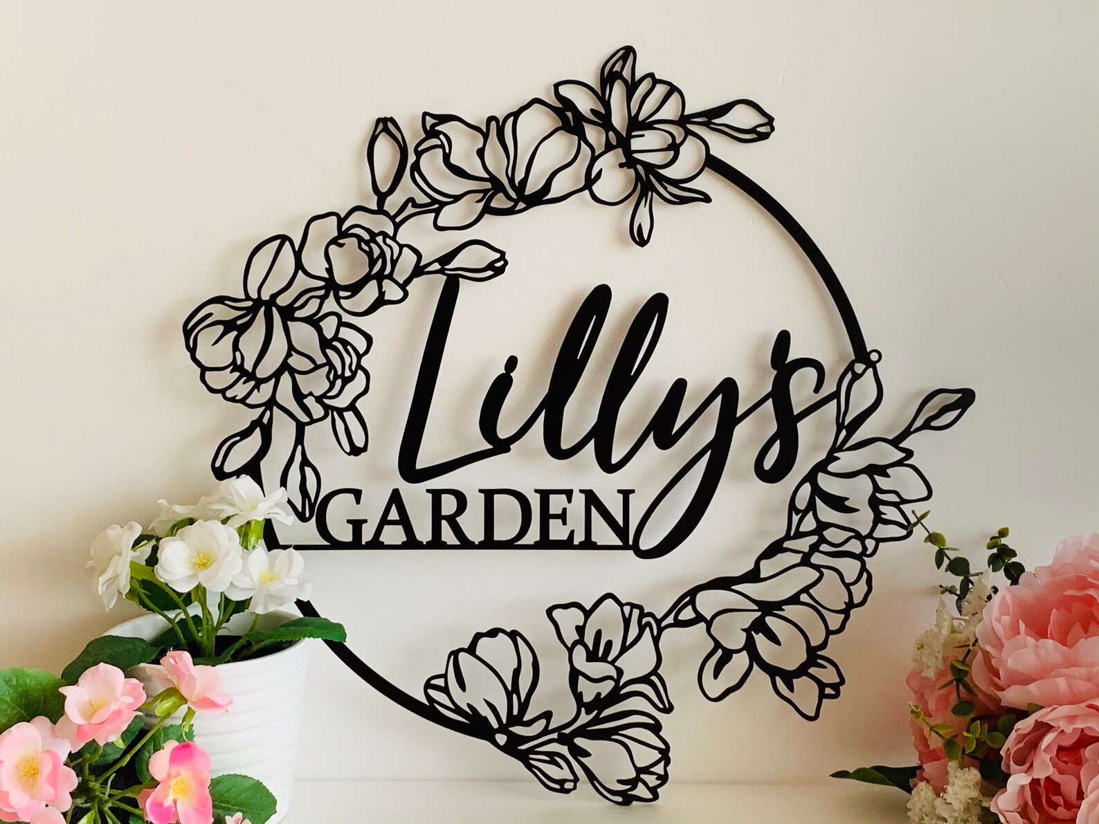 Personalized Flower Garden Name Sign Custom Metal Wall Art - Etsy