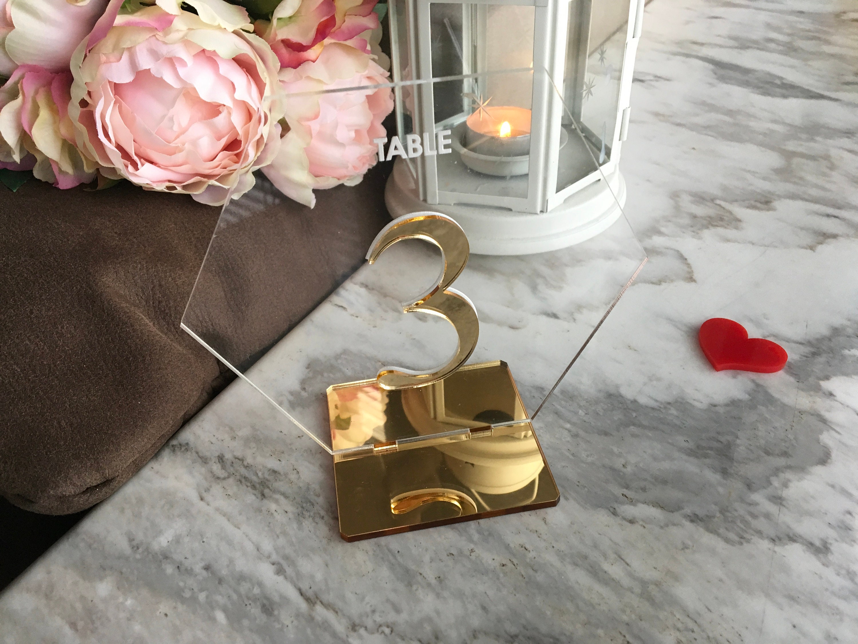 Wedding Table Number Stands Hexagon Geometric Clear Acrylic Table Signs ...