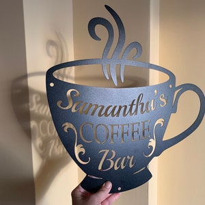 Custom Coffee Bar Sign With Name – Personalized Metal Wall Art - Gift ...