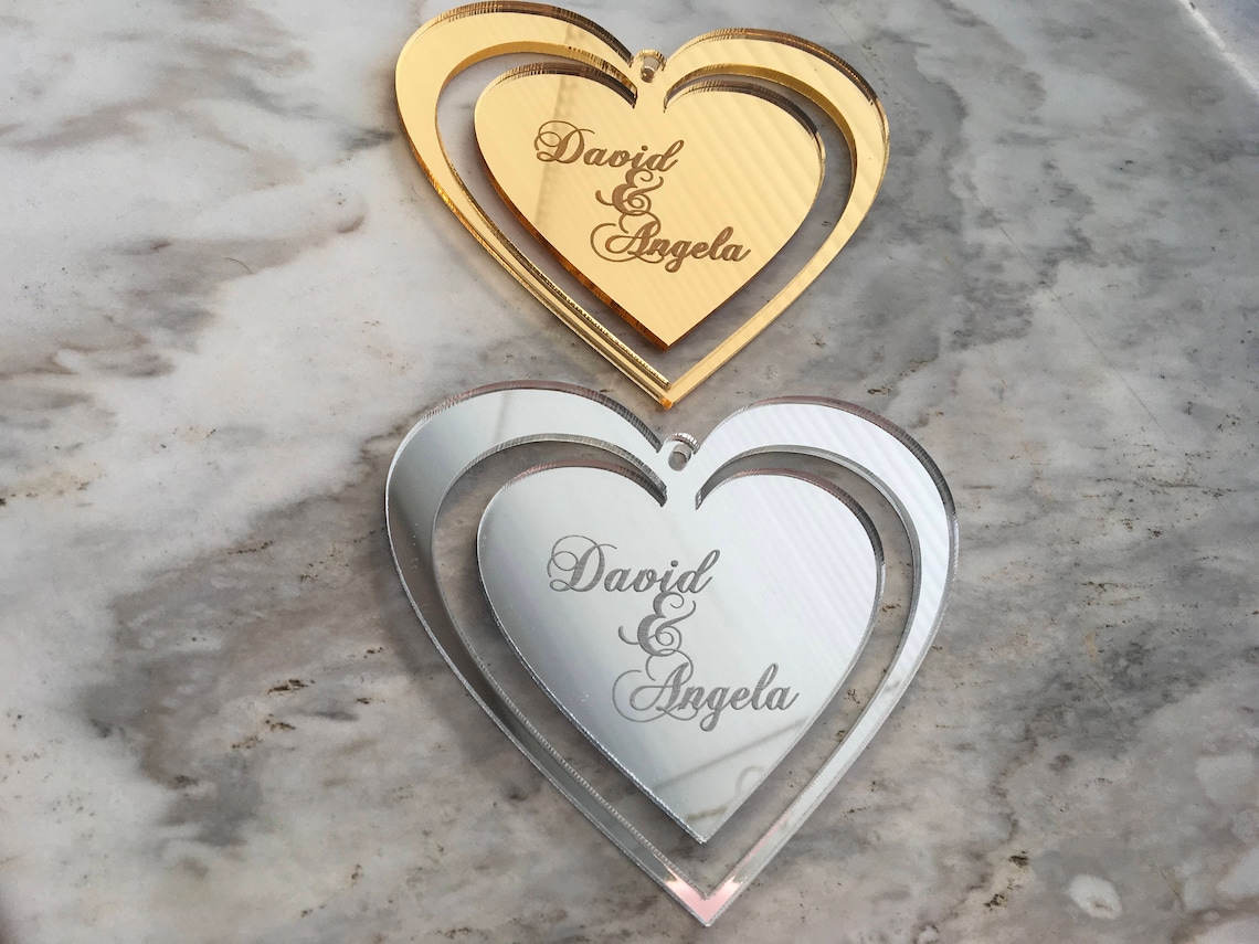 Personalized Engraved Heart Shapes Sweet Gift for Couple | Etsy