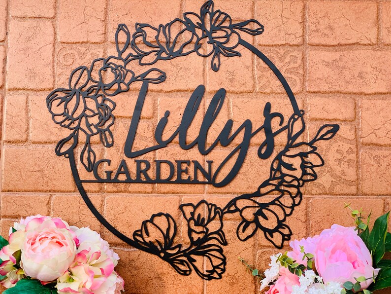 Personalized Flower Garden Name Sign Custom Metal Wall Art - Etsy