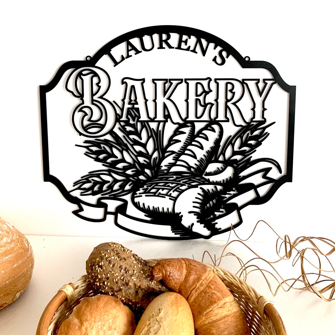 Personalized Bakery Name Sign Custom Baker Name Metal Wall Art Kitchen ...