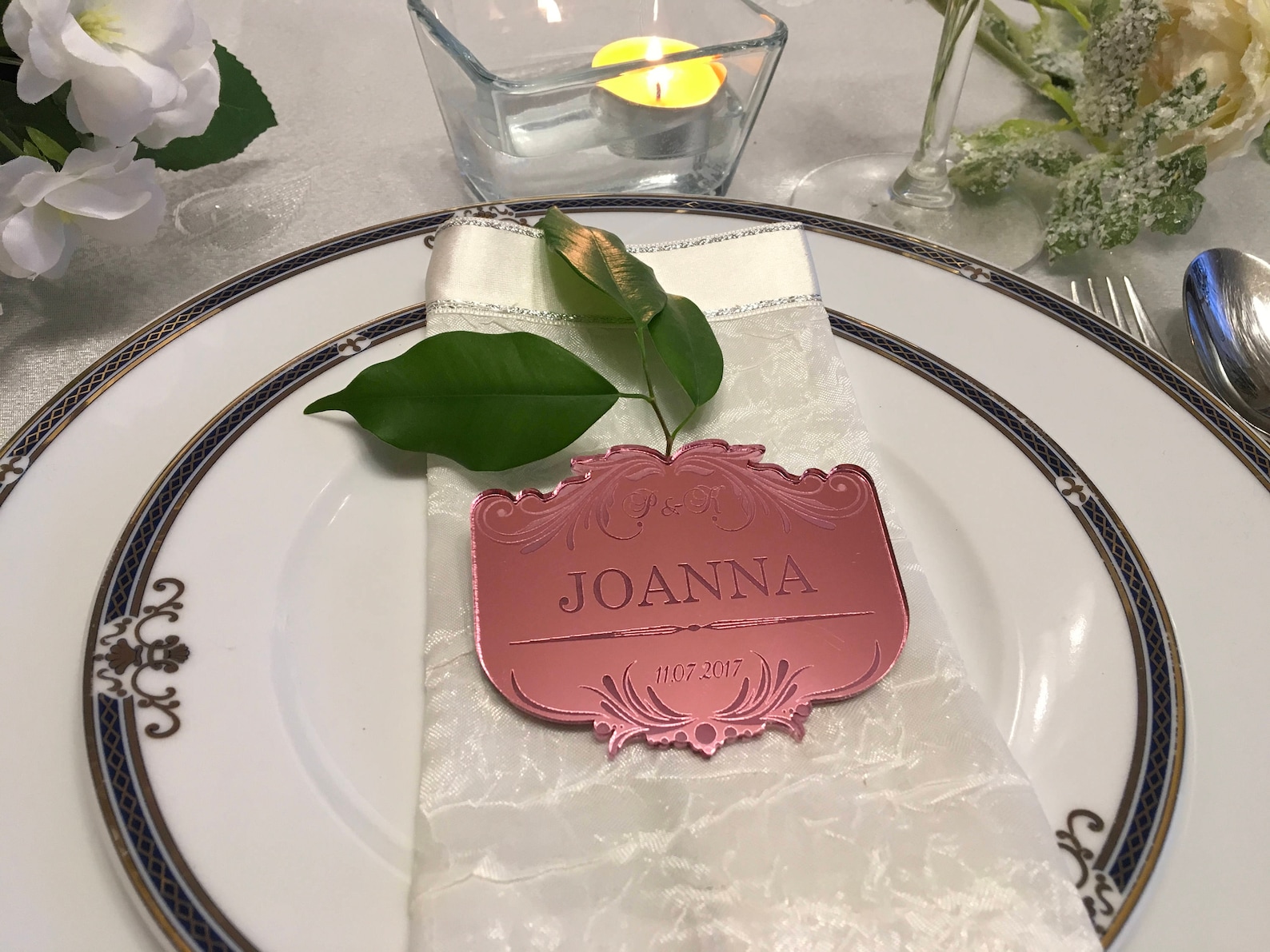 Personalized Acrylic Wedding Tile Place Cards With Custom Initials ...