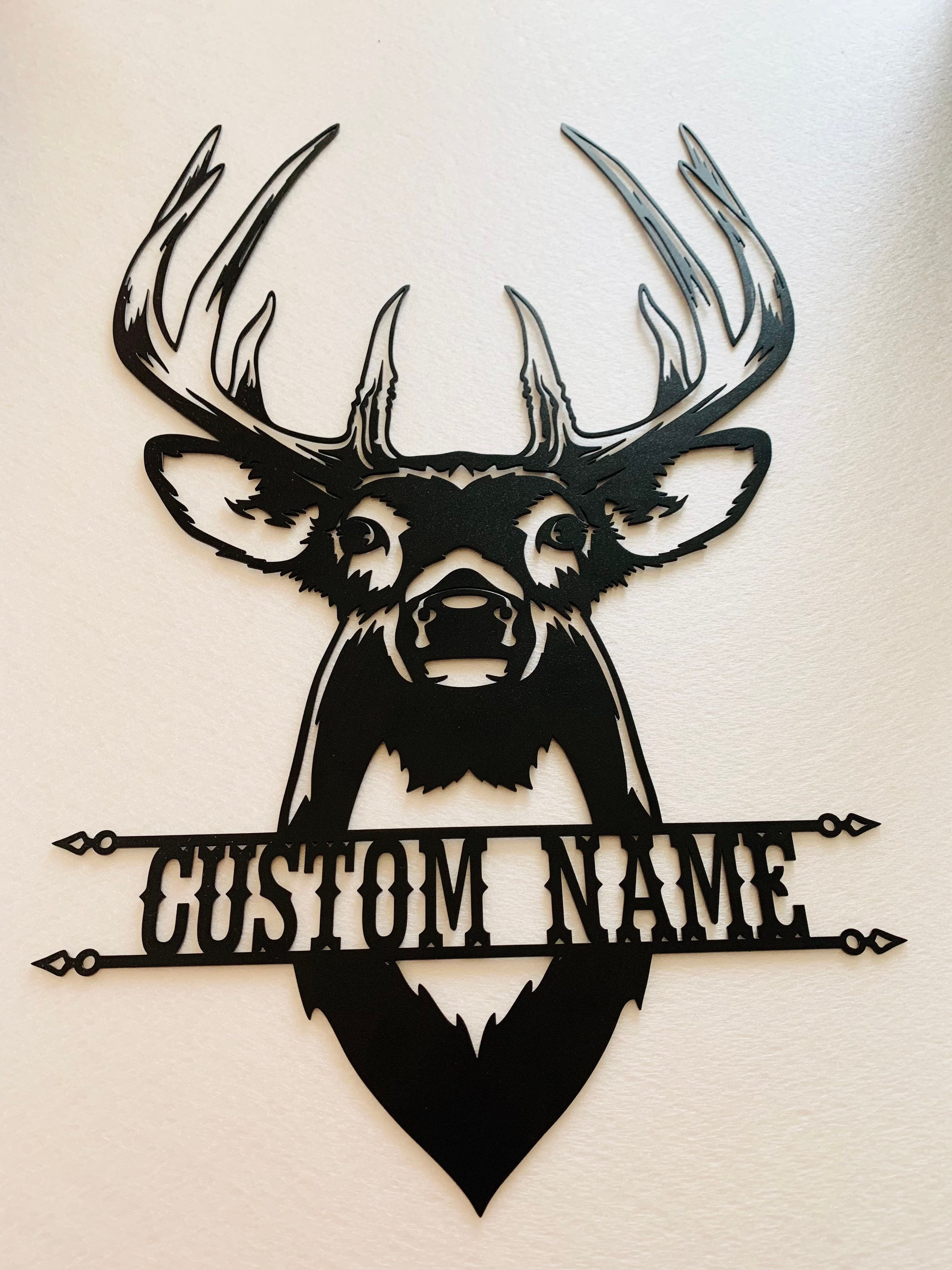 Deer Head Name Sign Custom Hunting Sign Deer Antlers Farmhouse Sign ...