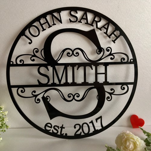 Round Personalized Metal Monogram Sign. Wedding Gift. Family - Etsy
