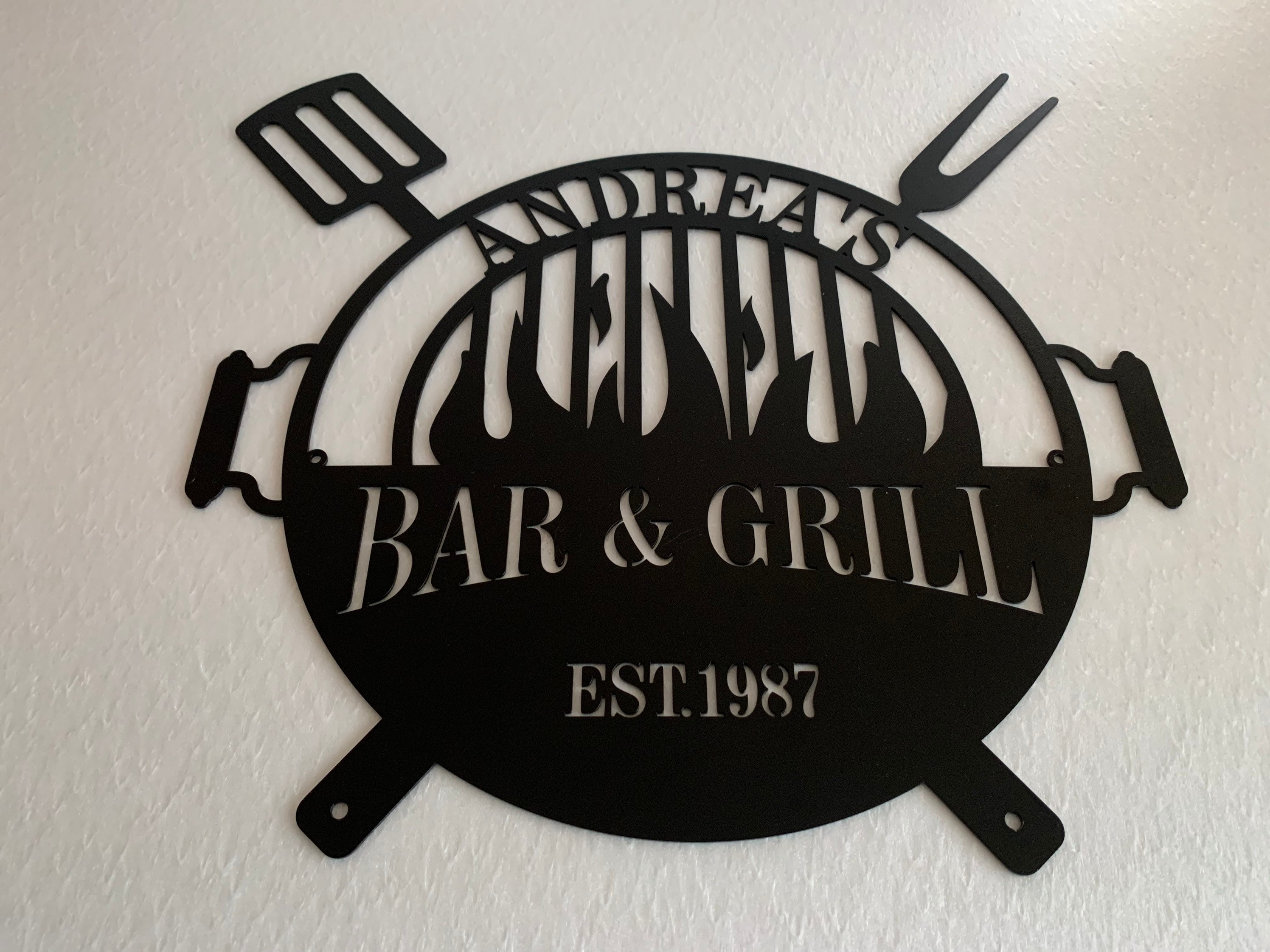 Personalized Bar and Grill Metal Sign Custom Name BBQ Barbecue Outdoor ...