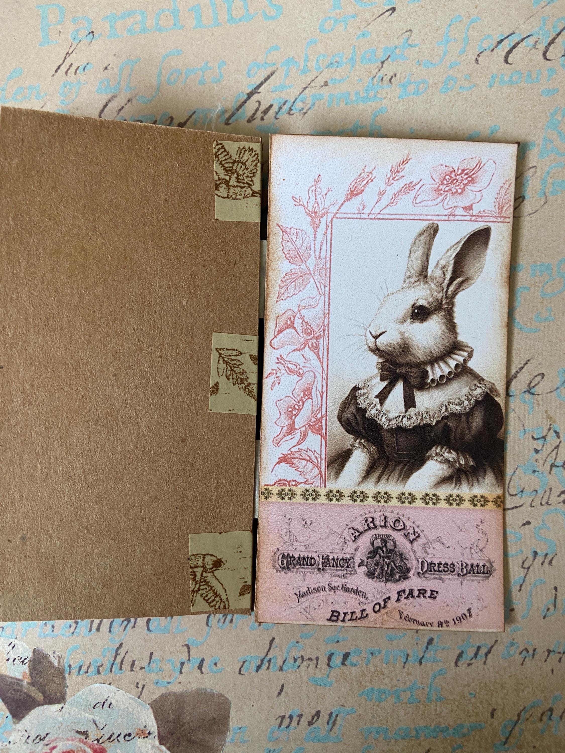 Mini Vintage Bunny Card Journal 1.75 X 3.5 5 Pages, Antique Button - Etsy